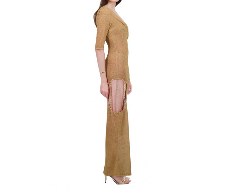 BethelHelena Gilded Goddess Dress In Medallion Gold | ShopSimon