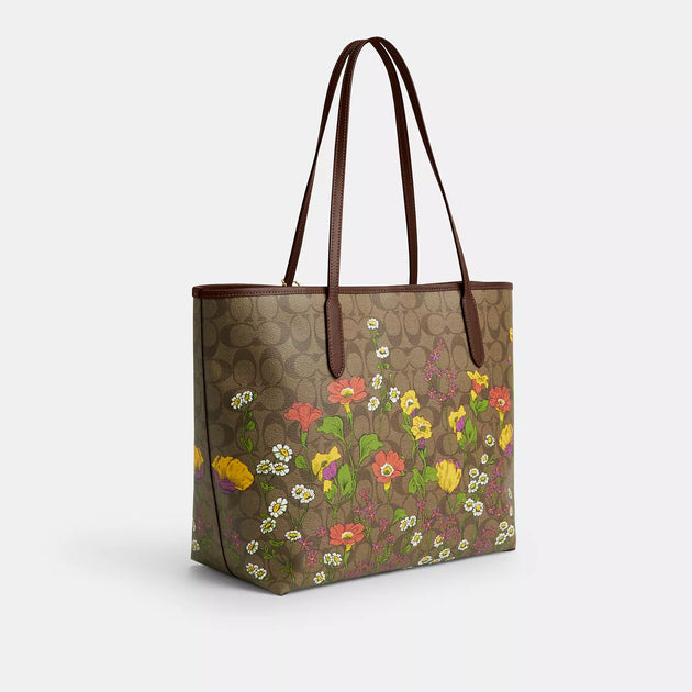 Coach Outlet City Tote In Signature Canvas With Floral Print | ShopSimon