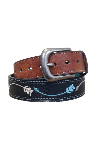 Catchfly Women's Arrow Embroidery Belt In Brown | ShopSimon