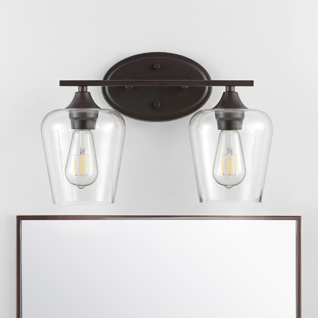 JONATHAN Y Jayne 15.75" 2-Light Iron/Seeded Glass Cottage Rustic LED ...