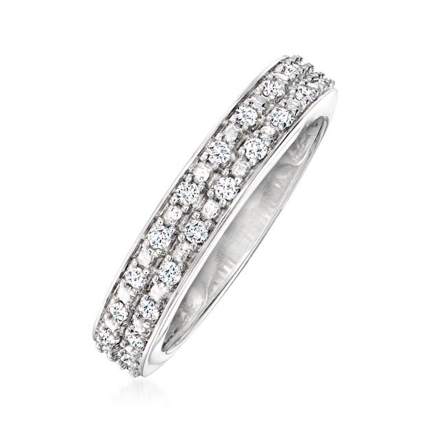 Ross-Simons Diamond 2-row Ring In Sterling Silver | ShopSimon