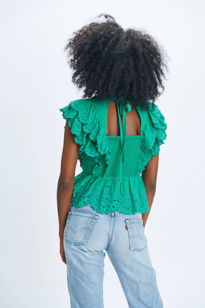 LOVE THE LABEL Lea Top In Kelly Green | ShopSimon