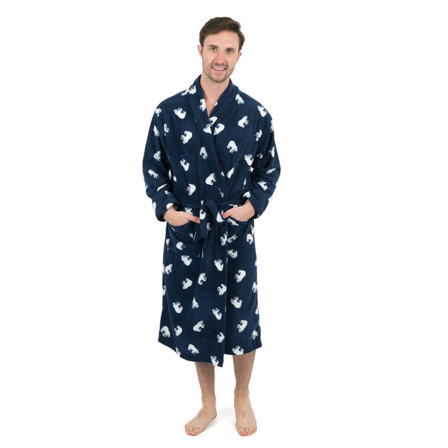 Leveret Christmas Mens Fleece Robe Polar Bear | ShopSimon