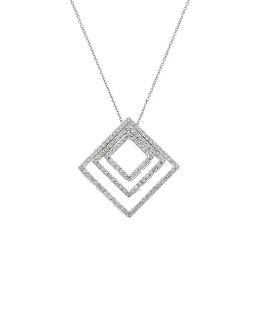 Diana M. 18 kt white gold, 16" diamond pendant with triple nested ...