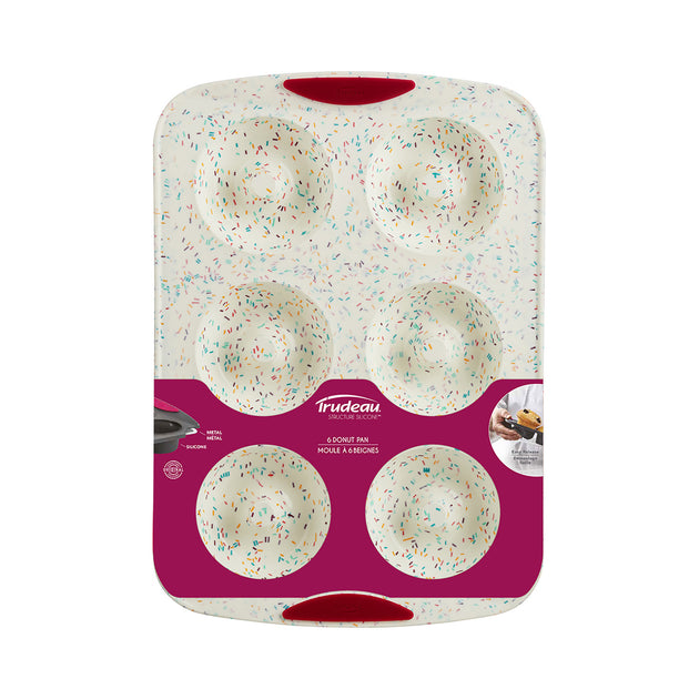 Trudeau Structure Silicone 6 Cavity Donut Pan, Confetti/fuchsia | ShopSimon