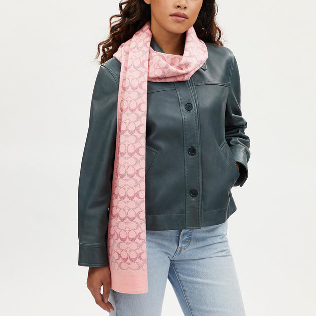 Coach Outlet Signature Metallic Knit Scarf | ShopSimon