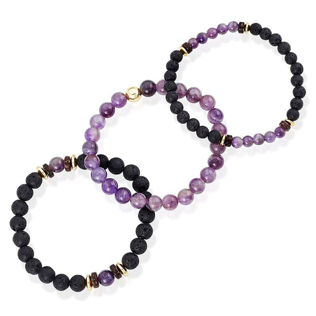 Crucible Jewelry Crucible Los Angeles 3 Pack Amethyst , Lava, Wood and ...