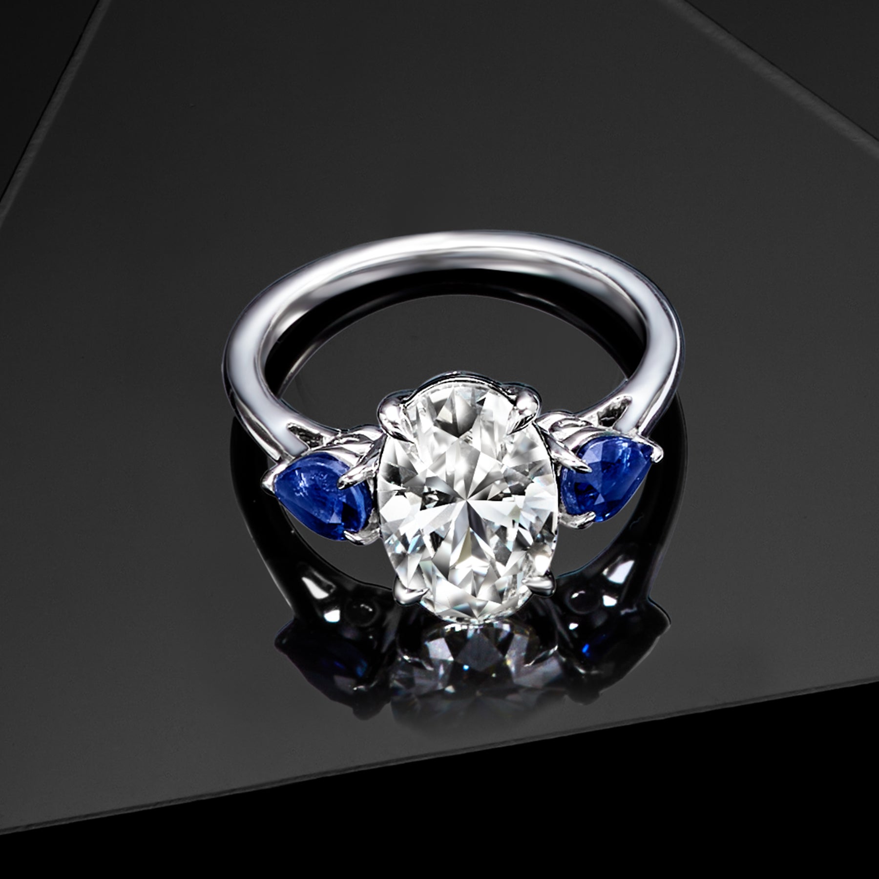 Ross-Simons Lab-grown Diamond Ring With Sapphires In 14kt White Gold ...