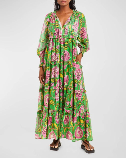 Love The Label Tessa Dress in Irena Kelly Green Print | ShopSimon