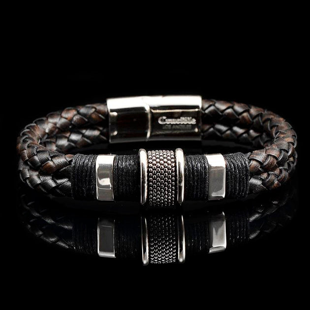 Crucible Jewelry Crucible Los Angeles Brown Leather with Black Nylon ...