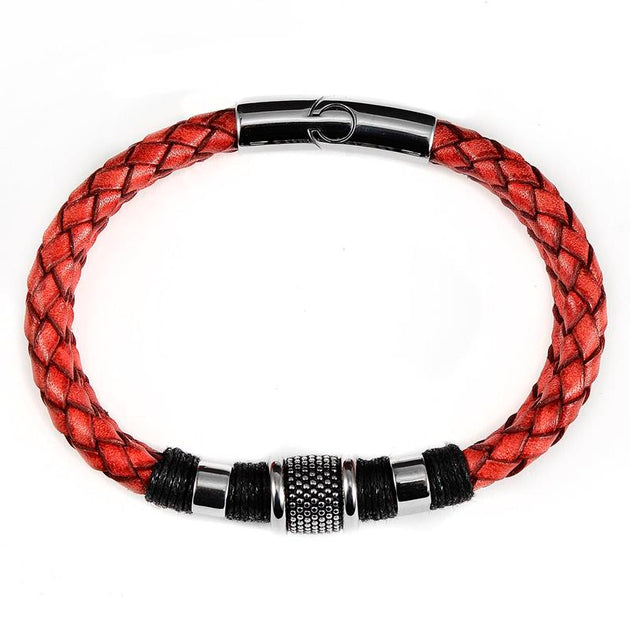 Crucible Jewelry Crucible Los Angeles Distressed Red Leather with Black ...