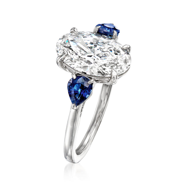 Ross-Simons Lab-grown Diamond Ring With Sapphires In 14kt White Gold ...