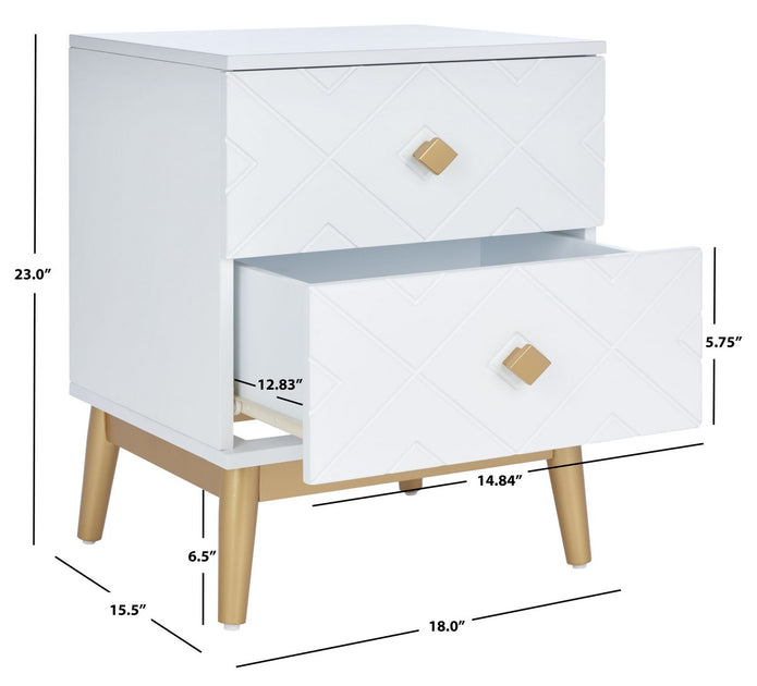 Safavieh Wilfred 2 Drawer Patterned Night Stand | ShopSimon