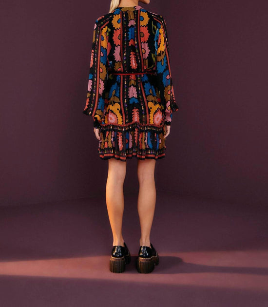 Farm Rio Flowers Tapestry Mini Dress in Black | ShopSimon