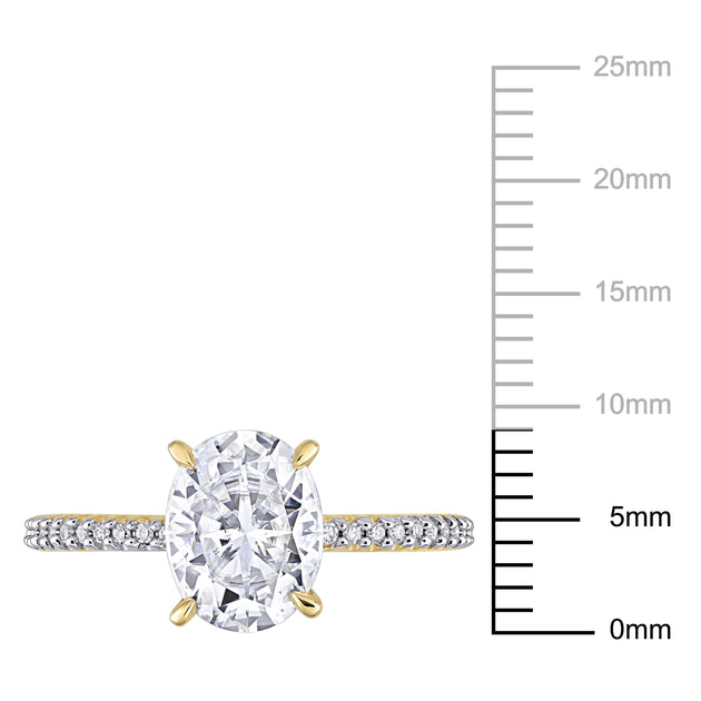 Mimi & Max 2ct Dew Created White Moissanite And 1/10ct Tw Diamond Oval ...