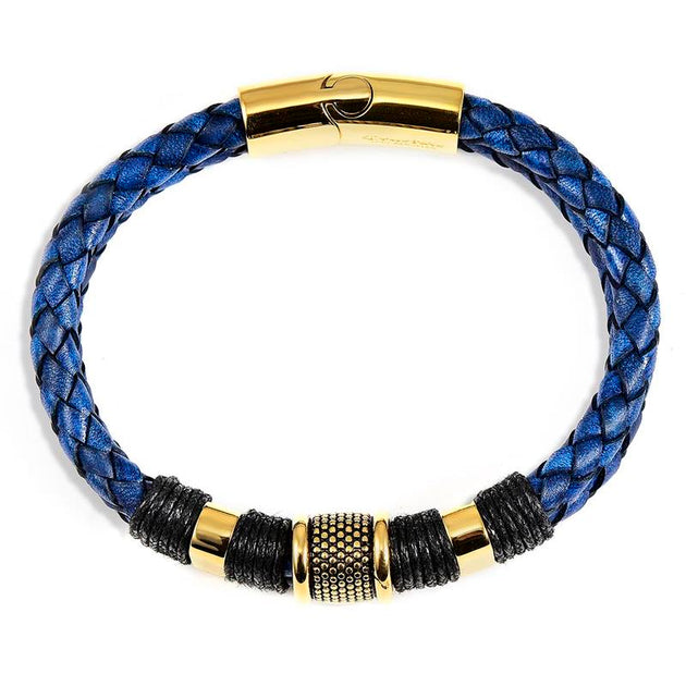 Crucible Jewelry Crucible Los Angeles Navy Blue Leather and Gold IP ...
