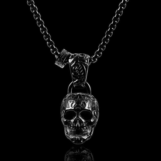 Crucible Jewelry Crucible Los Angeles Black Stainless Steel 35mm Skull ...