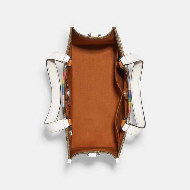 Coach Outlet Dempsey Carryall In Signature Jacquard With Rainbow Stripe ...