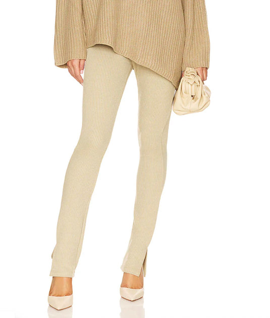 WE WORE WHAT Oat Ribbed Flare Pants | ShopSimon