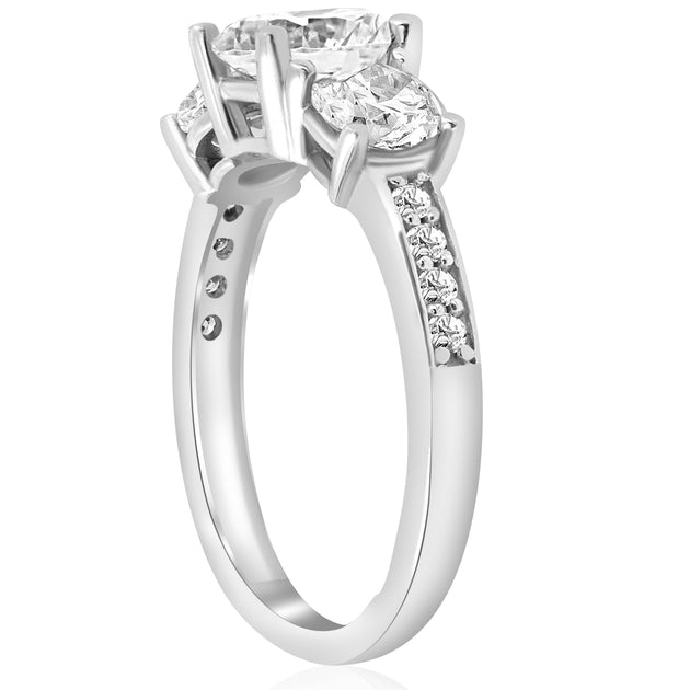Pompeii3 2 Ct TWD Three Stone Diamond Engagement Ring 14k White Gold ...