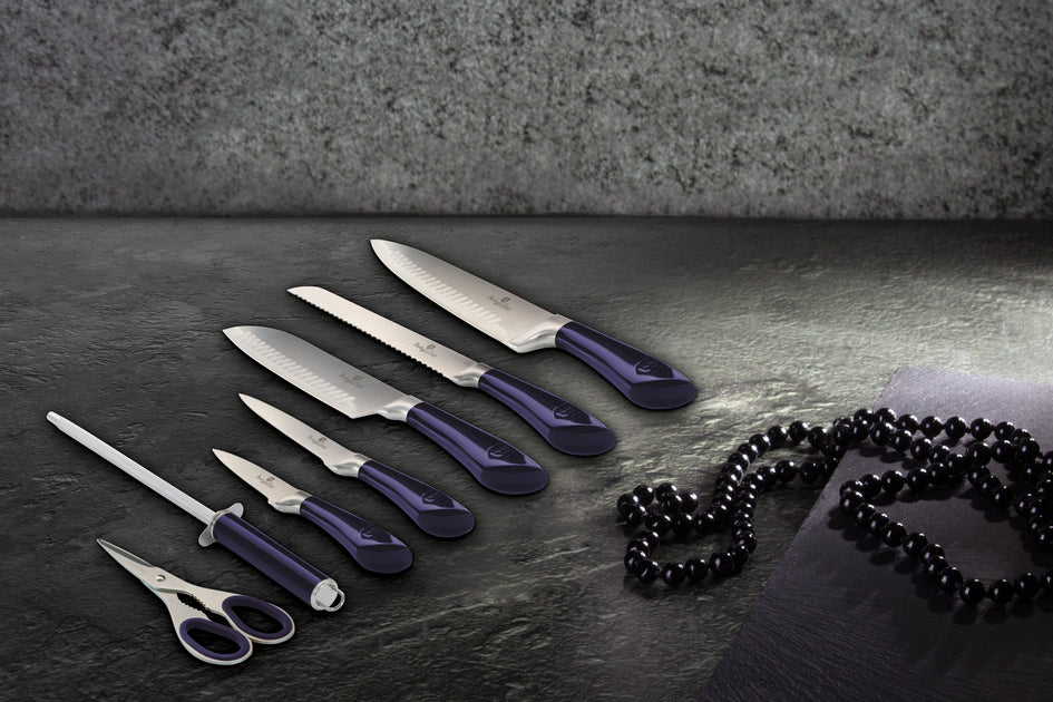 Berlinger Haus 8-Piece Knife Set w/ Acrylic Stand Purple Collection ...