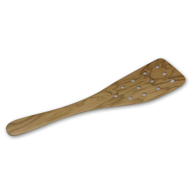 Berard Handcrafted Olive Wood 12 Inch Curved Slotted Spatula | ShopSimon