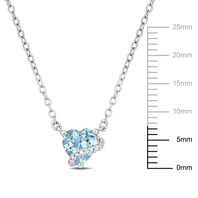 Mimi & Max 1ct Tgw Sky Blue Topaz And Diamond Accent Heart Pendant With ...