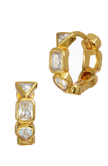 Savvy Cie Jewels 14K Multi Stone Hoop Earrings | ShopSimon