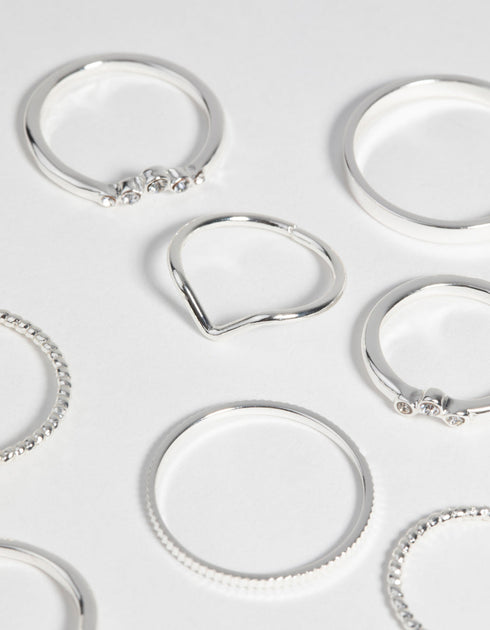 Lovisa Silver Pearl and Diamante Ring Pack | ShopSimon