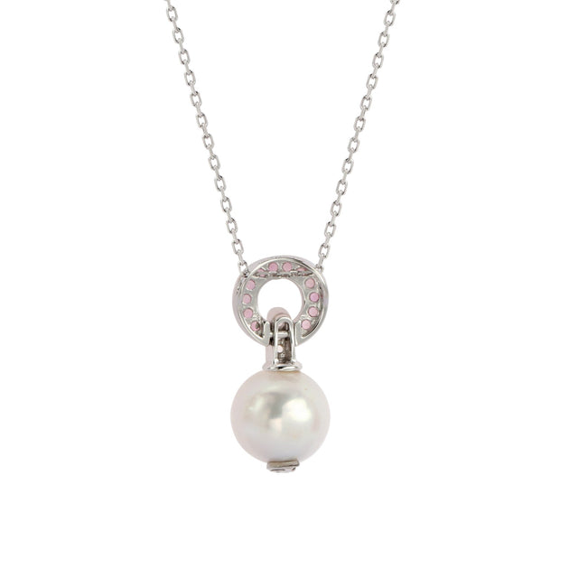 Suzy Levian Sterling Silver Pearl & Pink Sapphire Classic Circle ...