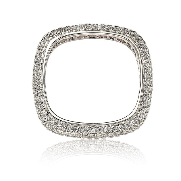 Suzy Levian Sterling Silver Cubic Zirconia Modern Pave Square Eternity ...