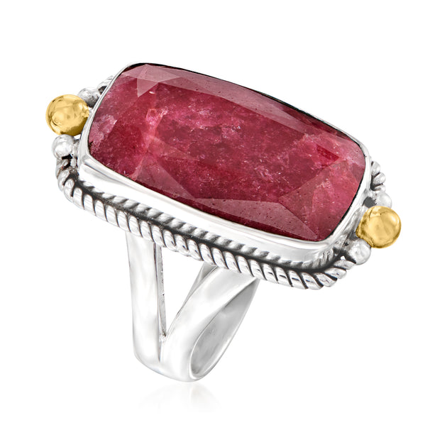 Ross-Simons Ruby Ring In 2-tone Sterling Silver | ShopSimon
