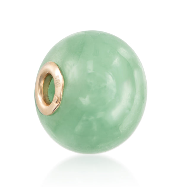 Ross-Simons 16mm Green Jade Bead Pendant In 14kt Yellow Gold | ShopSimon