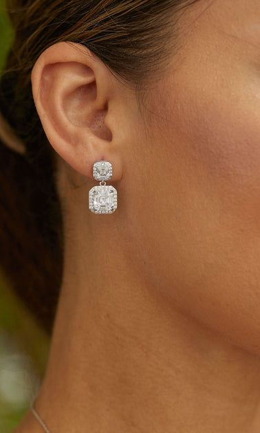 Savvy Cie Jewels Sterling Radiant Cut Dbl Drop | ShopSimon