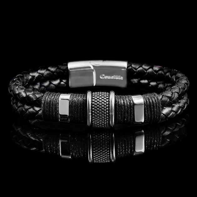 Crucible Jewelry Crucible Los Angeles Black Leather with Black Nylon ...