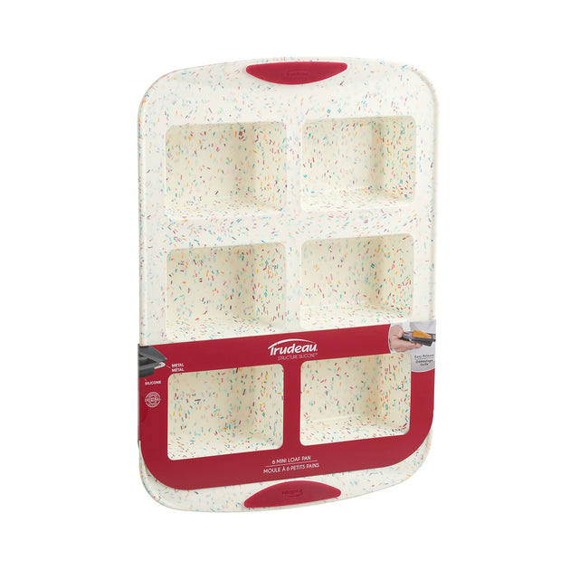 Trudeau Structure Silicone 6 Cavity Mini Loaf Pan, Confetti/fuchsia ...
