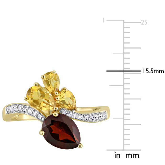 Mimi & Max 2 CT TGW Pear-Shape Garnet and Citrine and 1/10 CT TW ...
