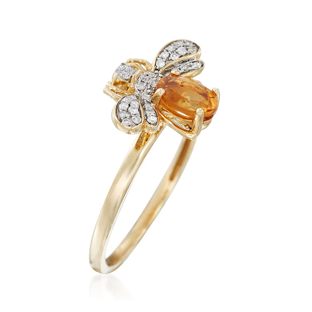 Ross-Simons Citrine And . Diamond Bee Ring In 14kt Yellow Gold | ShopSimon