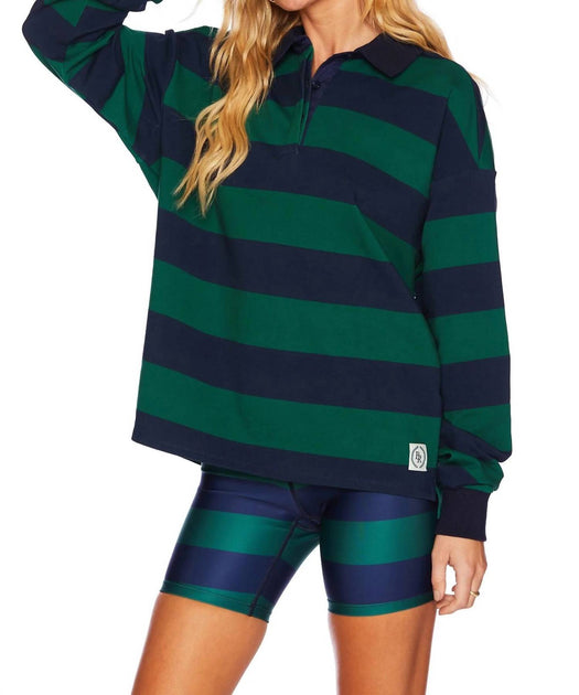 Beach Riot Rugby Shirt Verdant in Verdant Rugby Stripe | ShopSimon
