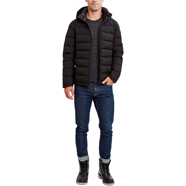 Hfx Men'S Lightweight Hooded Puffer Jacket in Black | ShopSimon