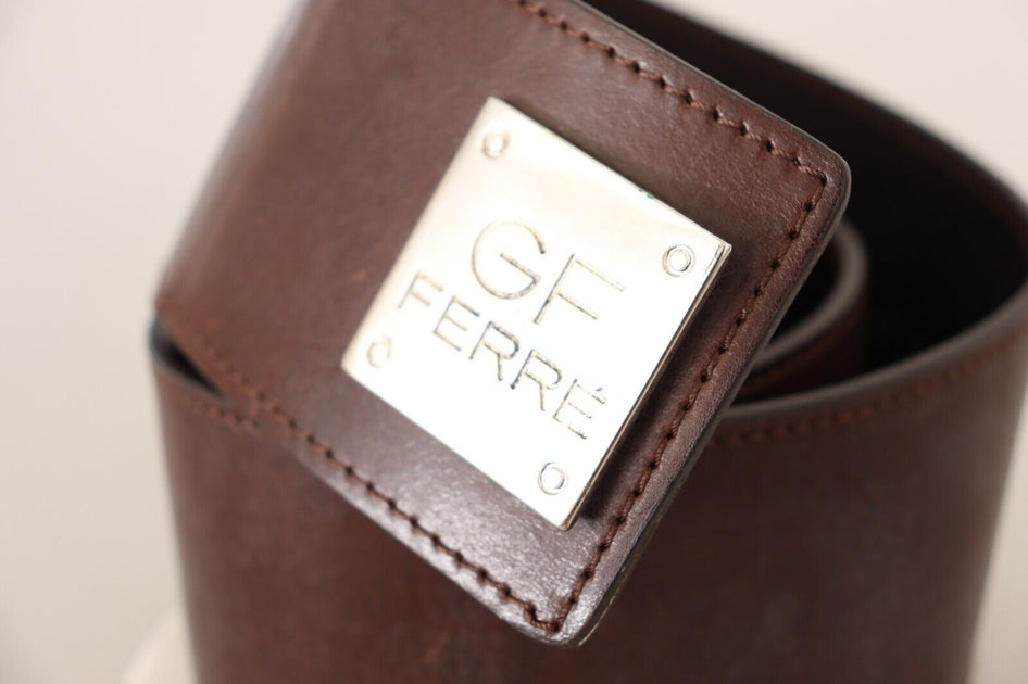GF Ferre Genuine Leather Wide Logo Buckle Waist Women's Belt | ShopSimon