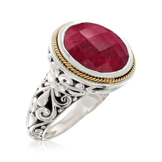 Ross-Simons Balinese Ruby Ring In 18kt Yellow Gold And Sterling Silver ...