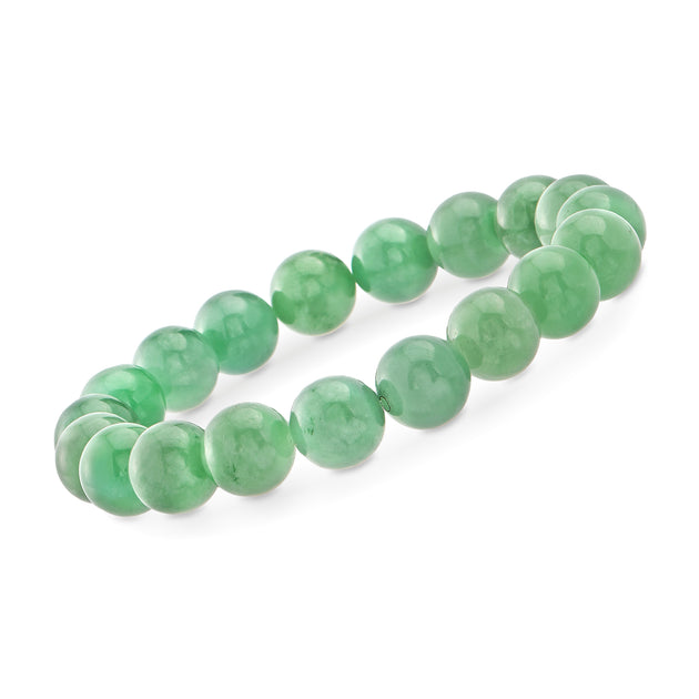 Ross-Simons 10mm Green Jade Bead Stretch Bracelet | ShopSimon