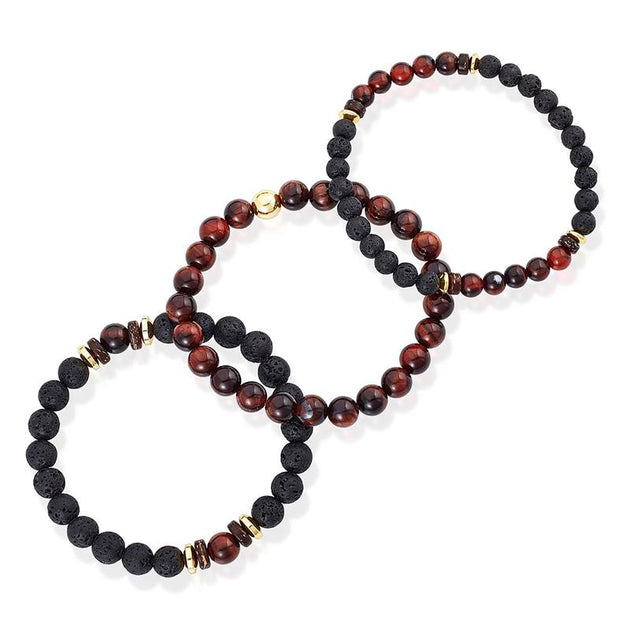 Crucible Jewelry Crucible Los Angeles 3 Pack Red Tiger Eye , Lava, Wood ...