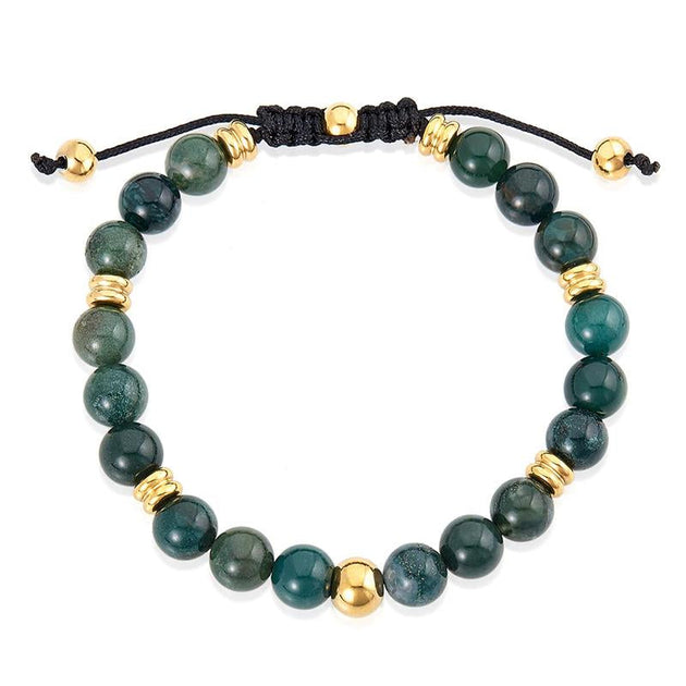 Crucible Jewelry Crucible Los Angeles 8mm Moss Agate and Gold IP ...