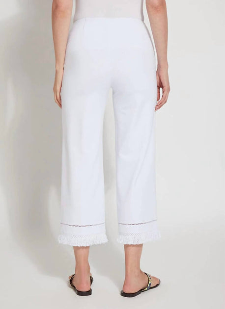 Lysse Coastal Wide Leg Fringe Pants In White | ShopSimon