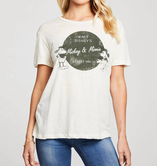 Chaser Mickey Mouse & Minnie Mouse Recycled Vintage Tee In Off White ...