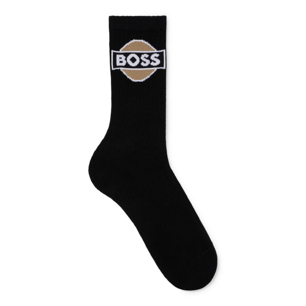 BOSS Ribbed cotton-blend short socks with badge logo | ShopSimon