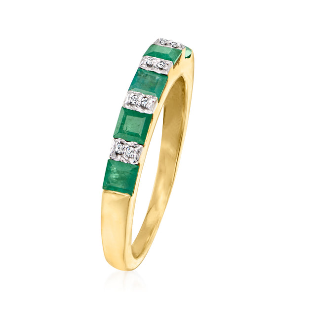 Ross-Simons Emerald Ring With Diamond Accents In 18kt Gold Over ...