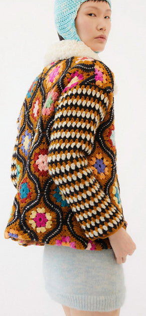 Tach Clara Crochet Jacket in Rust Brown | ShopSimon